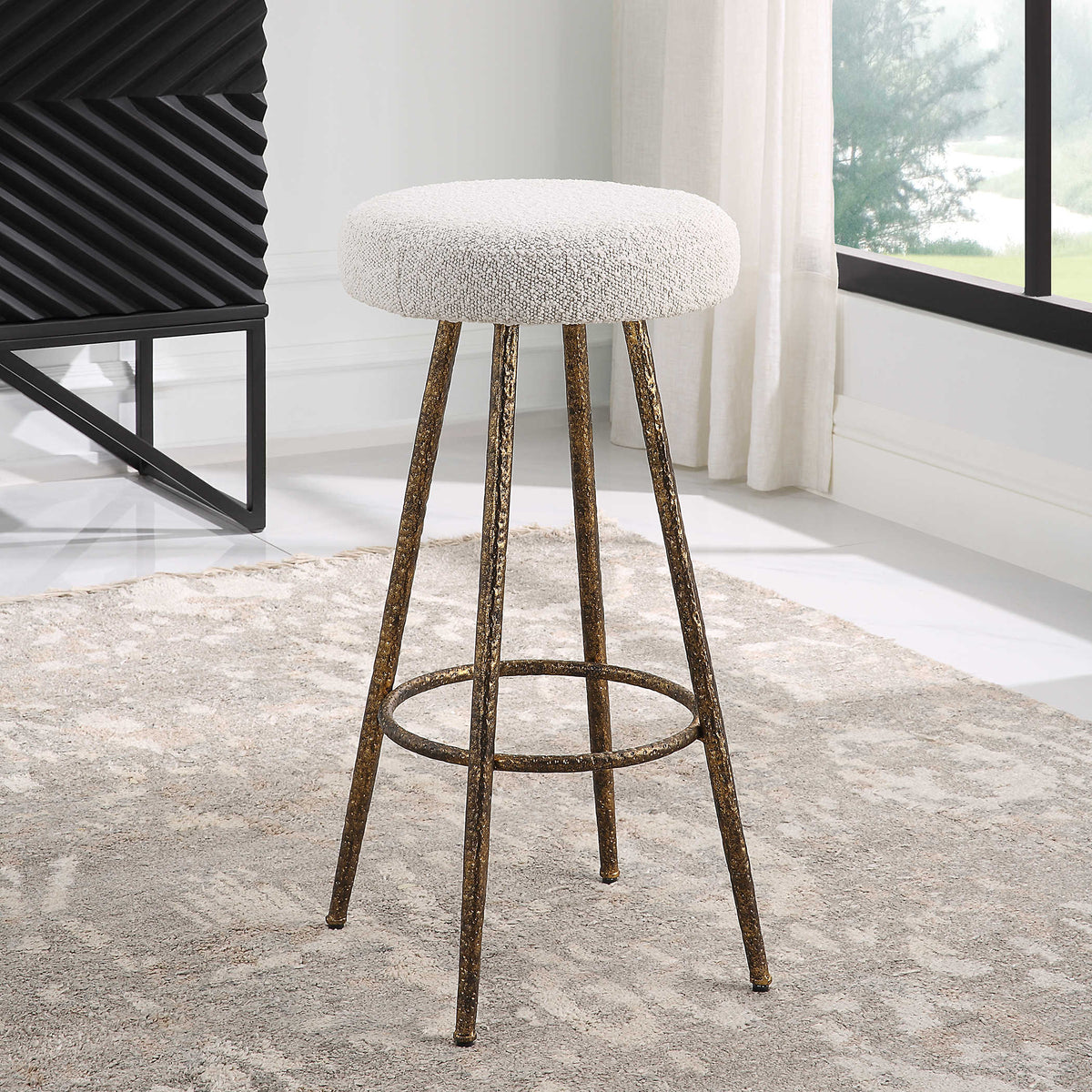 Braven White Fabric Counter Stool – Bombay Mercantile