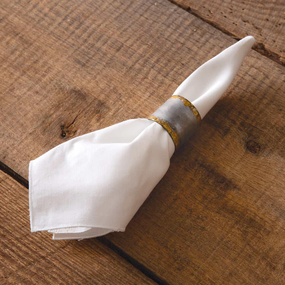 Set of Four Galvanized & Gold Napkin Rings – Bombay Mercantile