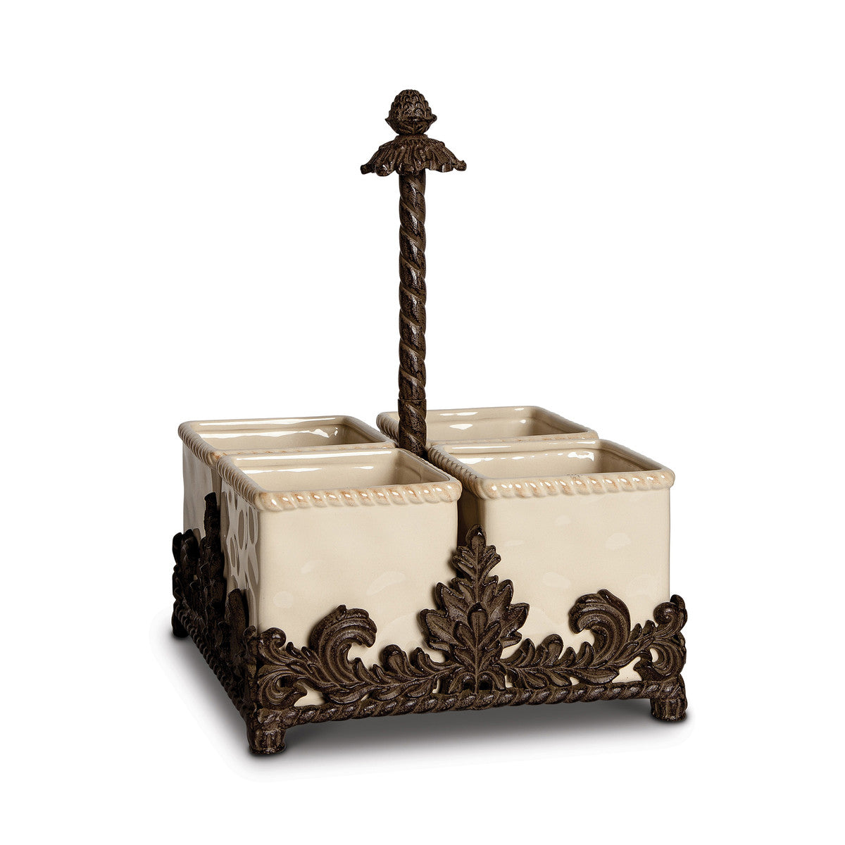 Stoneware Flatware Caddy, Set of 4 with Base – Bombay Mercantile