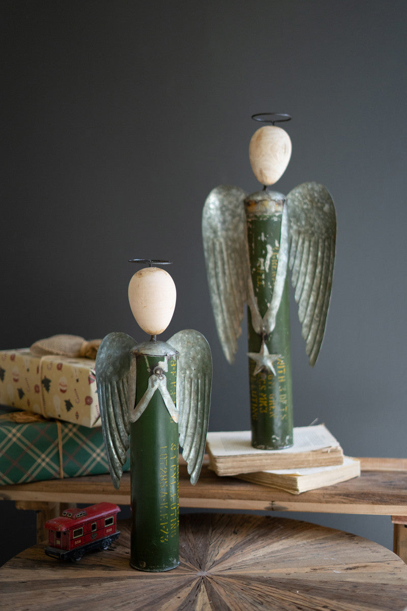 Set of 2 Angels with Wooden Heads – Bombay Mercantile