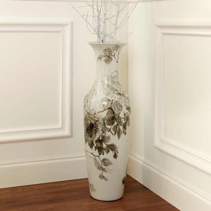 Floral hand painted Vase – Bombay Mercantile