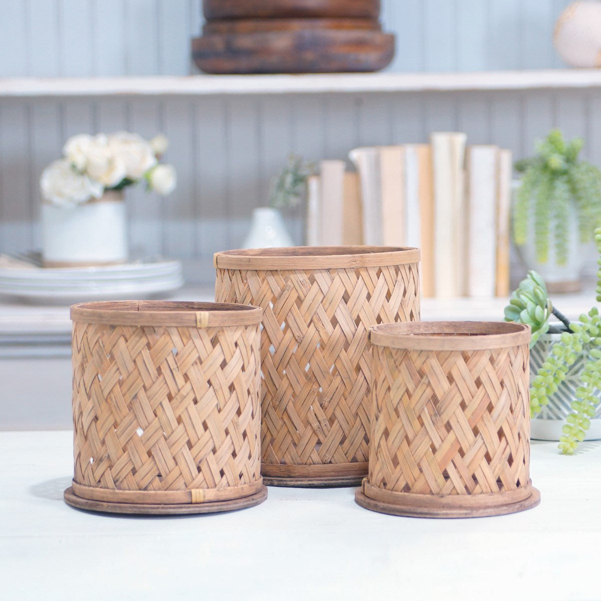 Bamboo flower pot, set of 3 – Bombay Mercantile